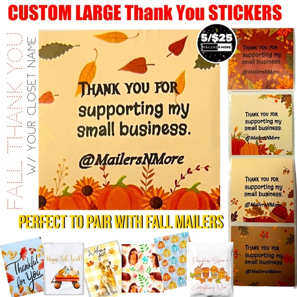 Mailers N More | Office | 3 Custom Large Thank You Stickers W Closet ...
